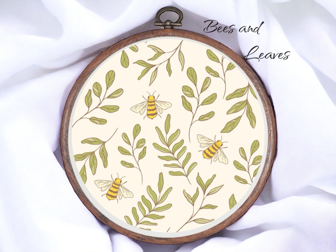 BEES AND LEAVES Aida Fabric || Dyed Effect || Cross Stitch Canvas || 11 ...