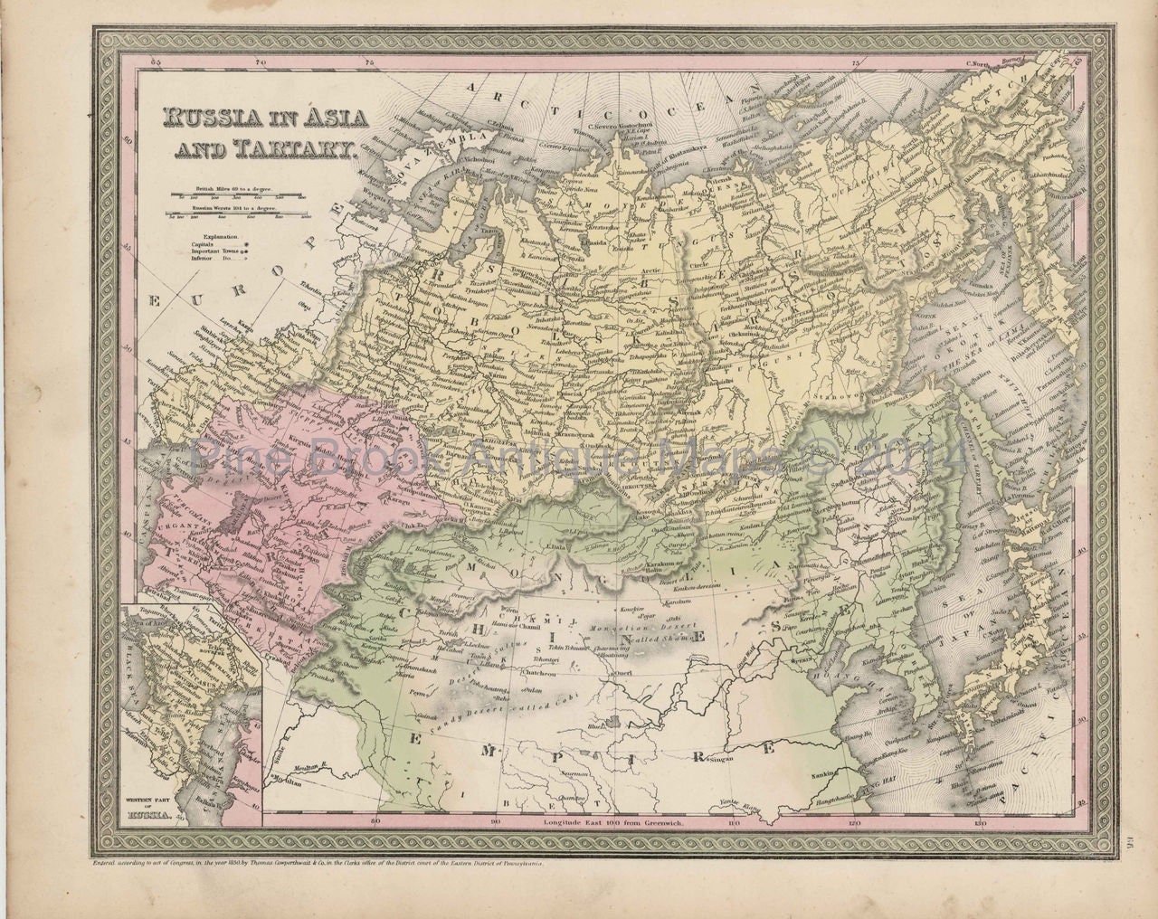 Russia Tartary Map Authentic Russian Decor History | Etsy