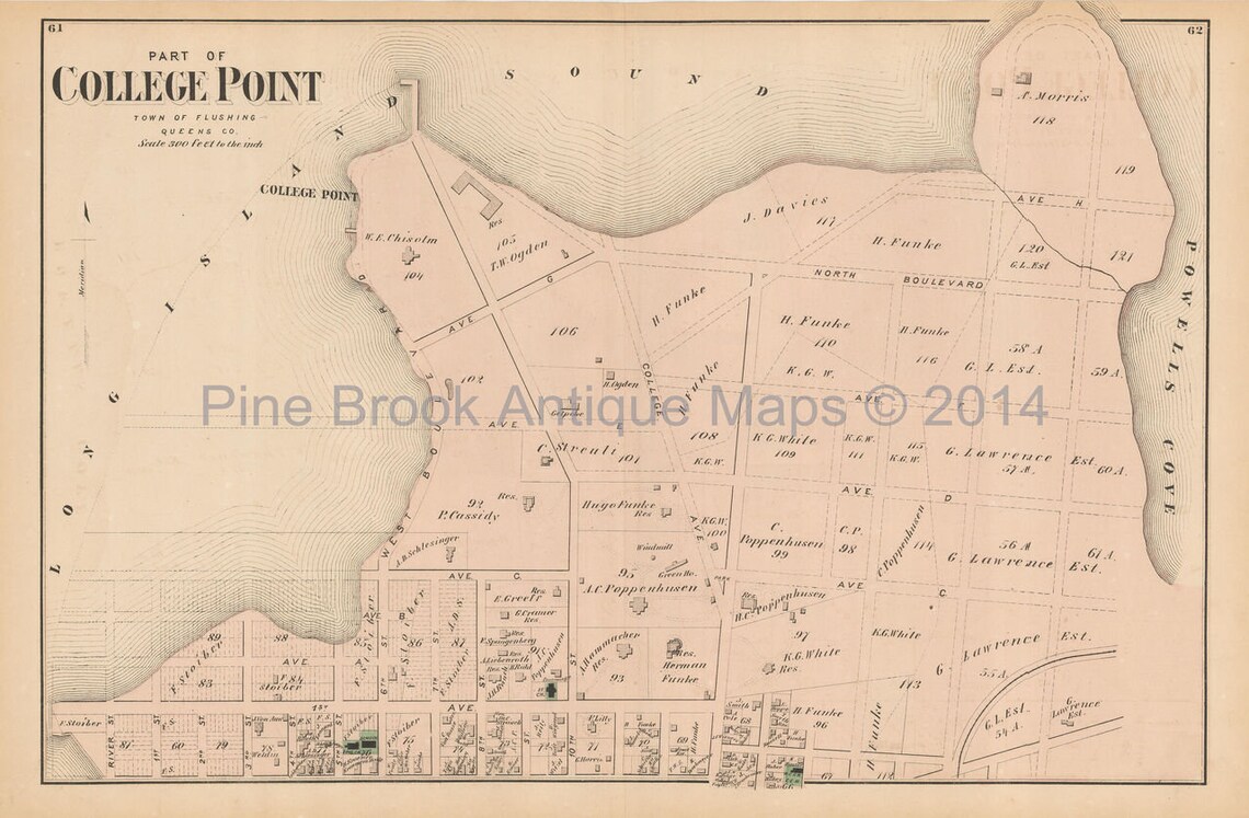 College Point East New York Antique Map Original New York City - Etsy