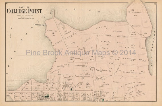 College Point East New York Antique Map Original New York City | Etsy