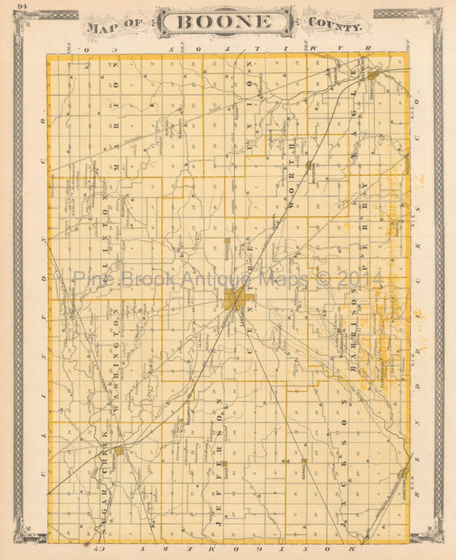 Thorntown Crawfordsville Boone County Indiana Antique Map - Etsy UK