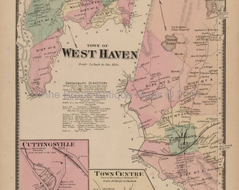 Home Décor Furnace Village Erving Wendell Massachusetts Antique Map ...