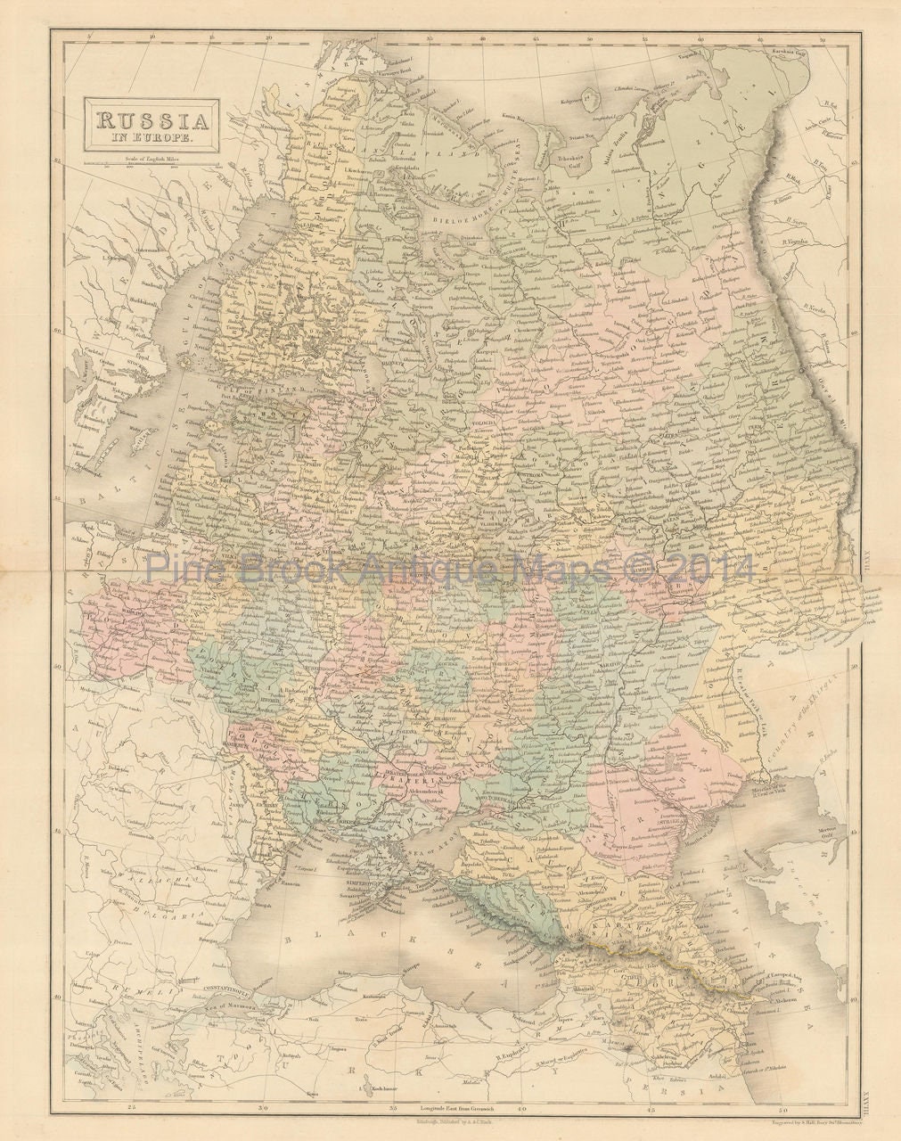 Russia Europe Antique Map Original Russian Decor History Housewarming ...