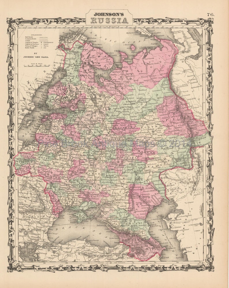 Globes & Maps Russia Siberia Antique Map Unique Russian Decor History ...