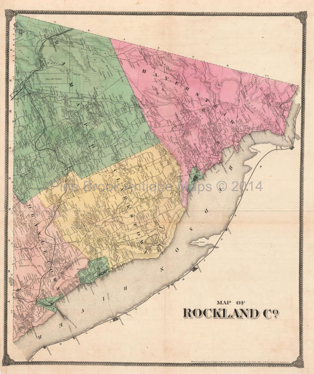 Map of Rockland County New York Antique Map Pearsall Smith - Etsy