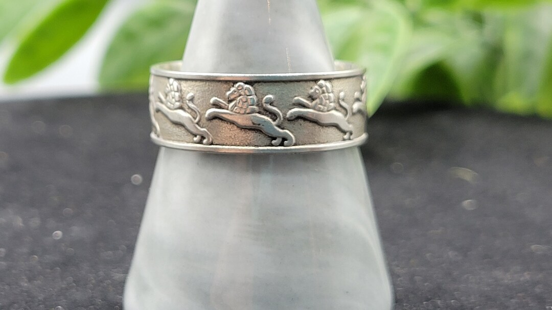 Vintage Sterling Silver 925 Band Ring Lion Imprints Size 10 - Etsy