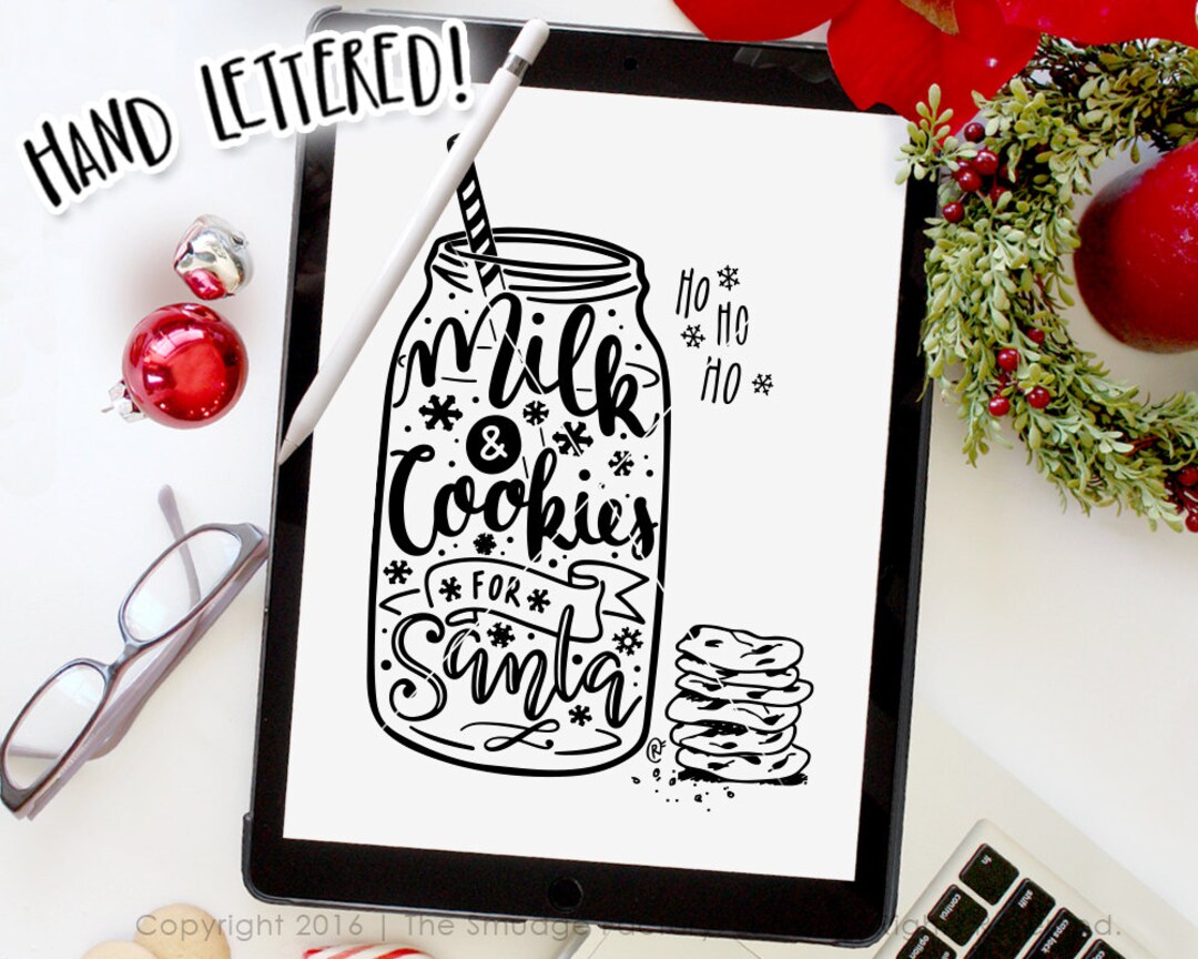 Christmas SVG Cut File, Cookies and Milk for Santa, Mason Jar Cutting ...