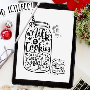 Christmas SVG Cut File, Cookies and Milk for Santa, Mason Jar Cutting ...