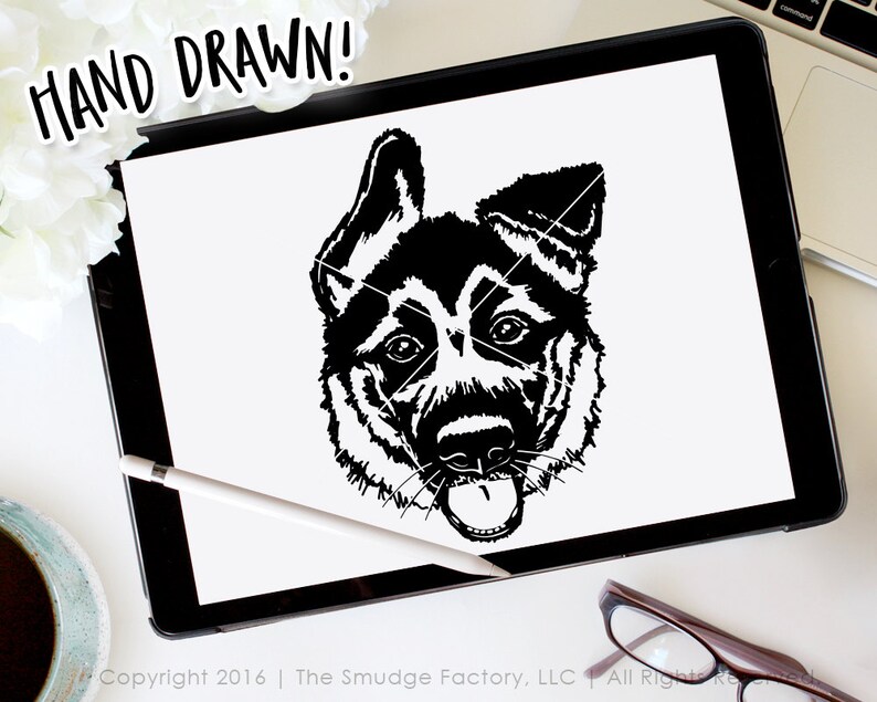 German Shepherd Printable File Puppy Dog Print Hand Drawn | Etsy