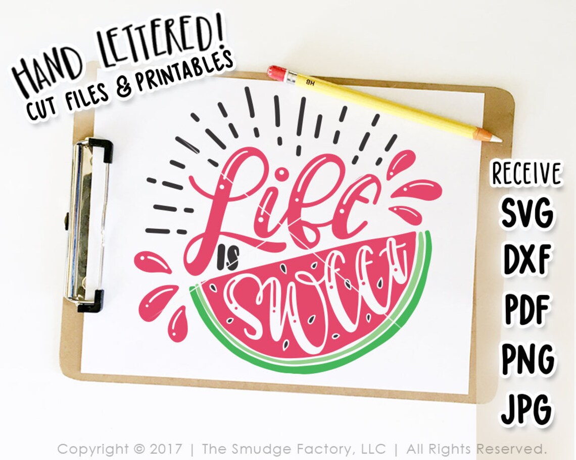 Watermelon SVG Cut File Printable Life is Sweet SVG Summer - Etsy
