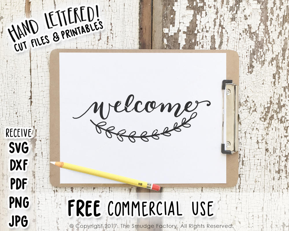 Welcome SVG Welcome Printable Hand Lettered SVG Silhouette | Etsy
