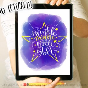 Twinkle Twinkle Little Star Printable File, DIY Nursery Print, Hand ...