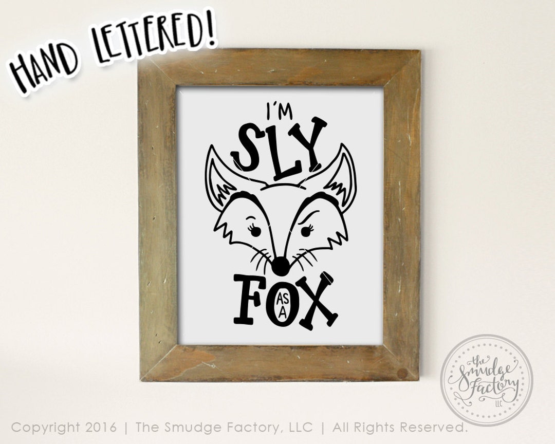 Sly Fox Printable File, Fox Clip Art, Clipart Hand Drawn Wall Art ...