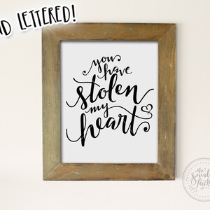 Hand Lettered Valentine Print, Stolen Heart Wall Art (digital Download ...