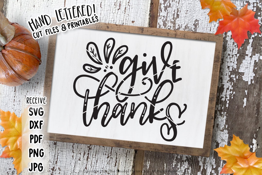 Give Thanks SVG Cut File, Handwritten Silhouette, Cricut Calligraphy ...