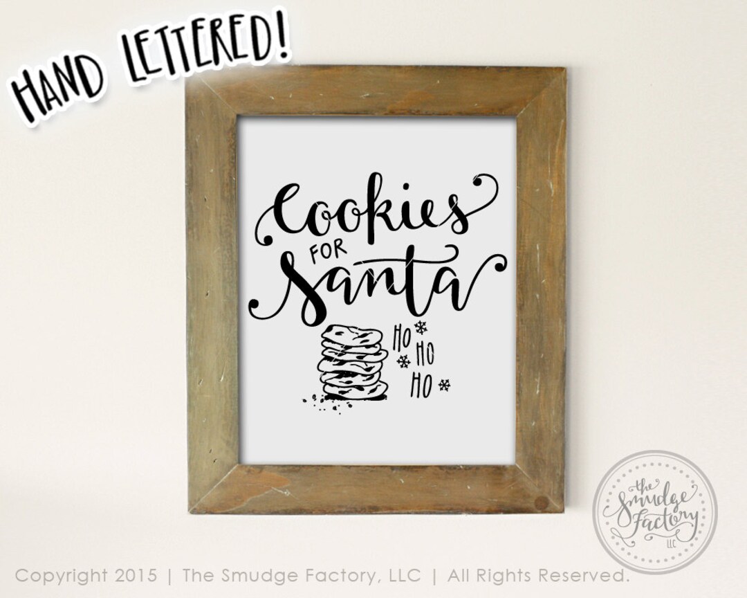 Cookies for Santa Printable File, Christmas Cookie Print, Hand Lettered ...