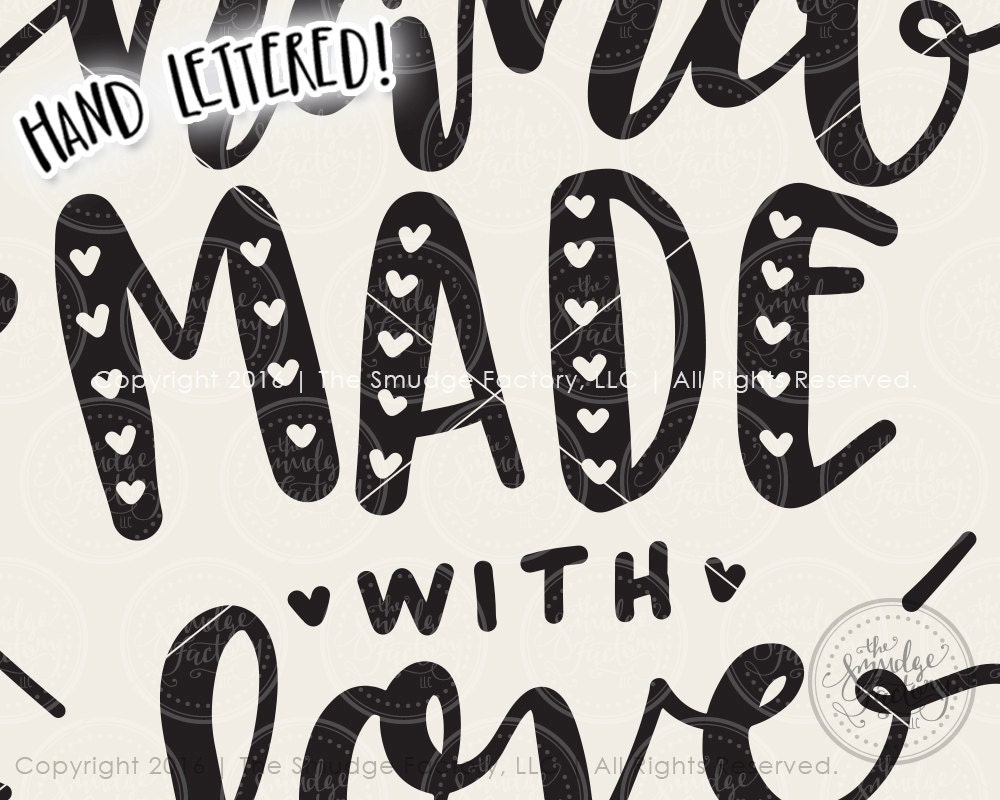Handmade With Love SVG Handmade Cutting File Hand Lettered | Etsy