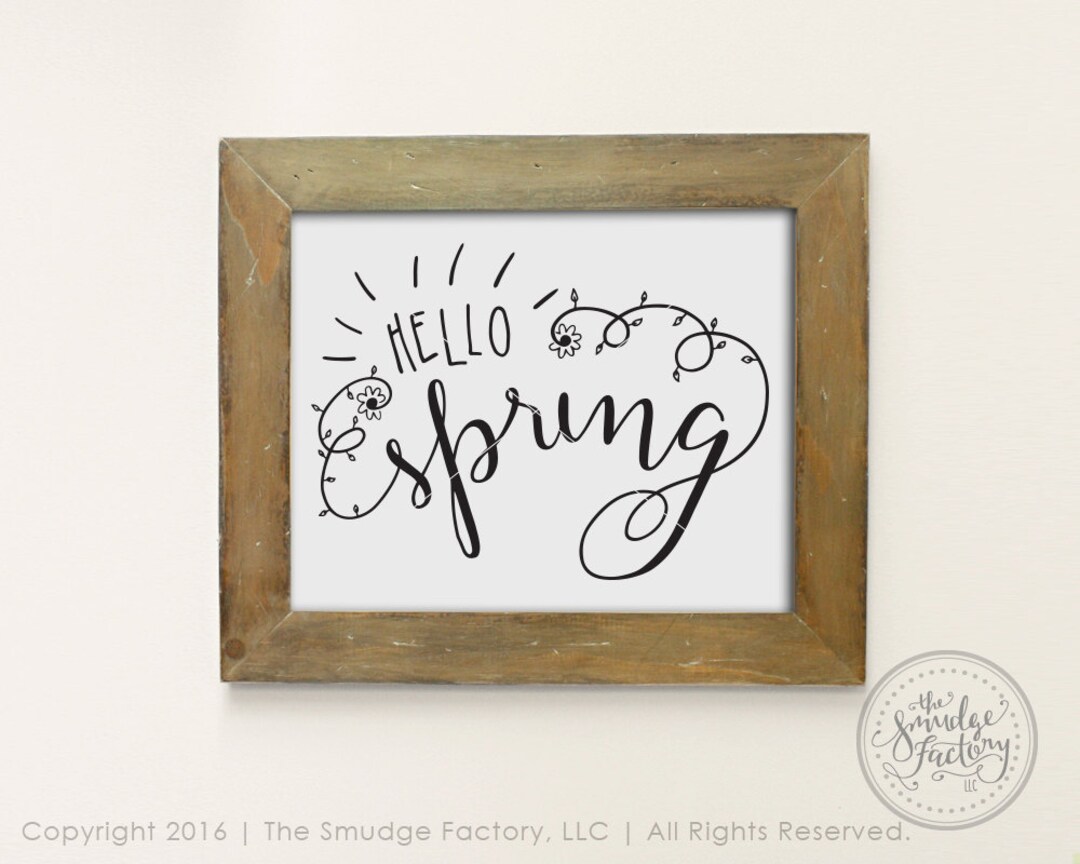 Spring Printable File, SVG, Cut File, Hello Spring Flowers, Hand ...