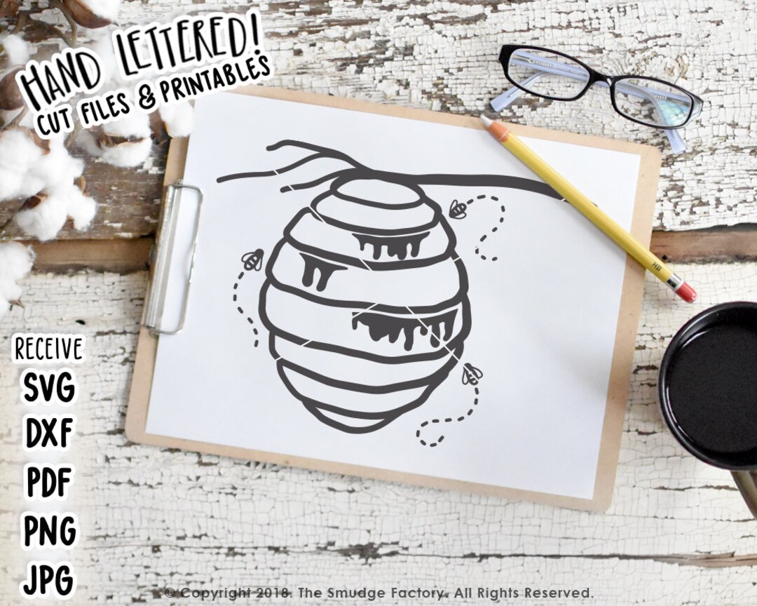 Spring SVG Cut File, Beehive, Bumble Bee Cutting File, Hand Lettered ...