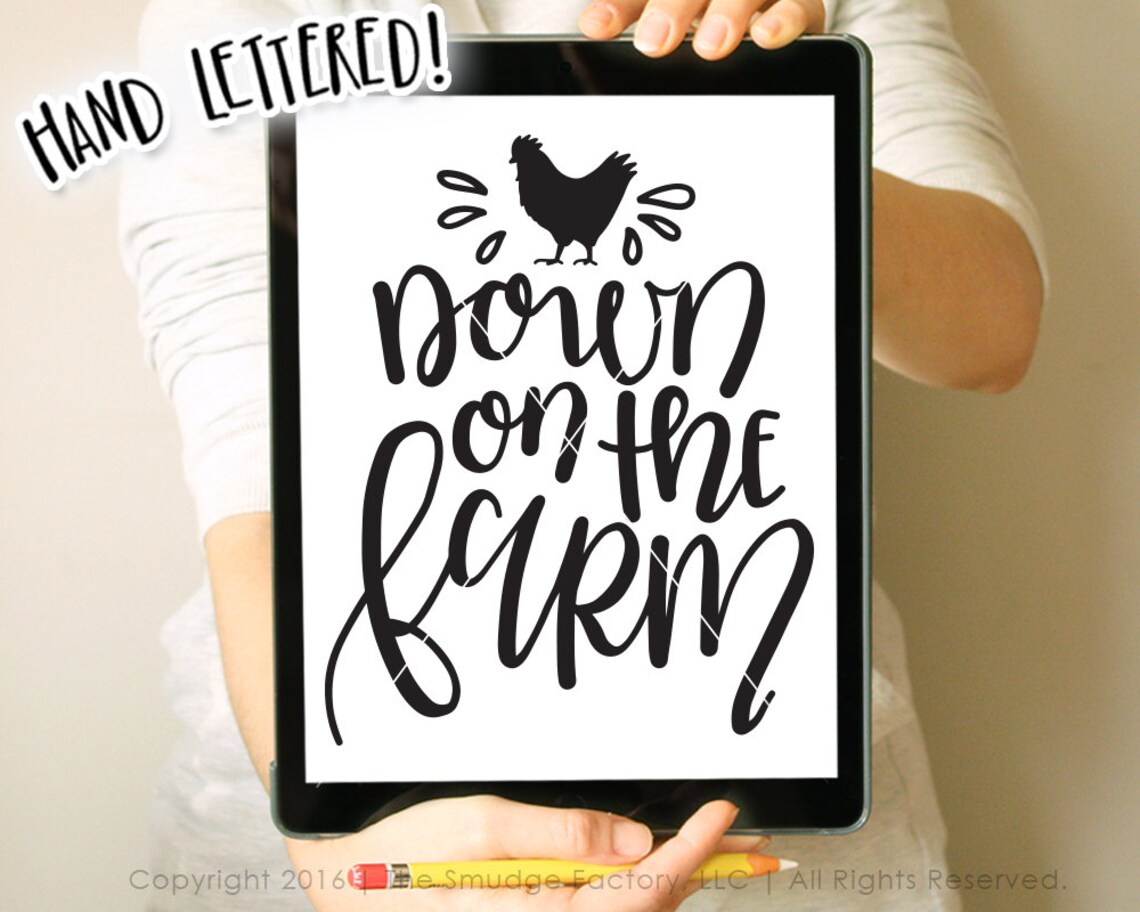 Farm SVG Cut File Down On The Farm Printable Wall Art Hand | Etsy