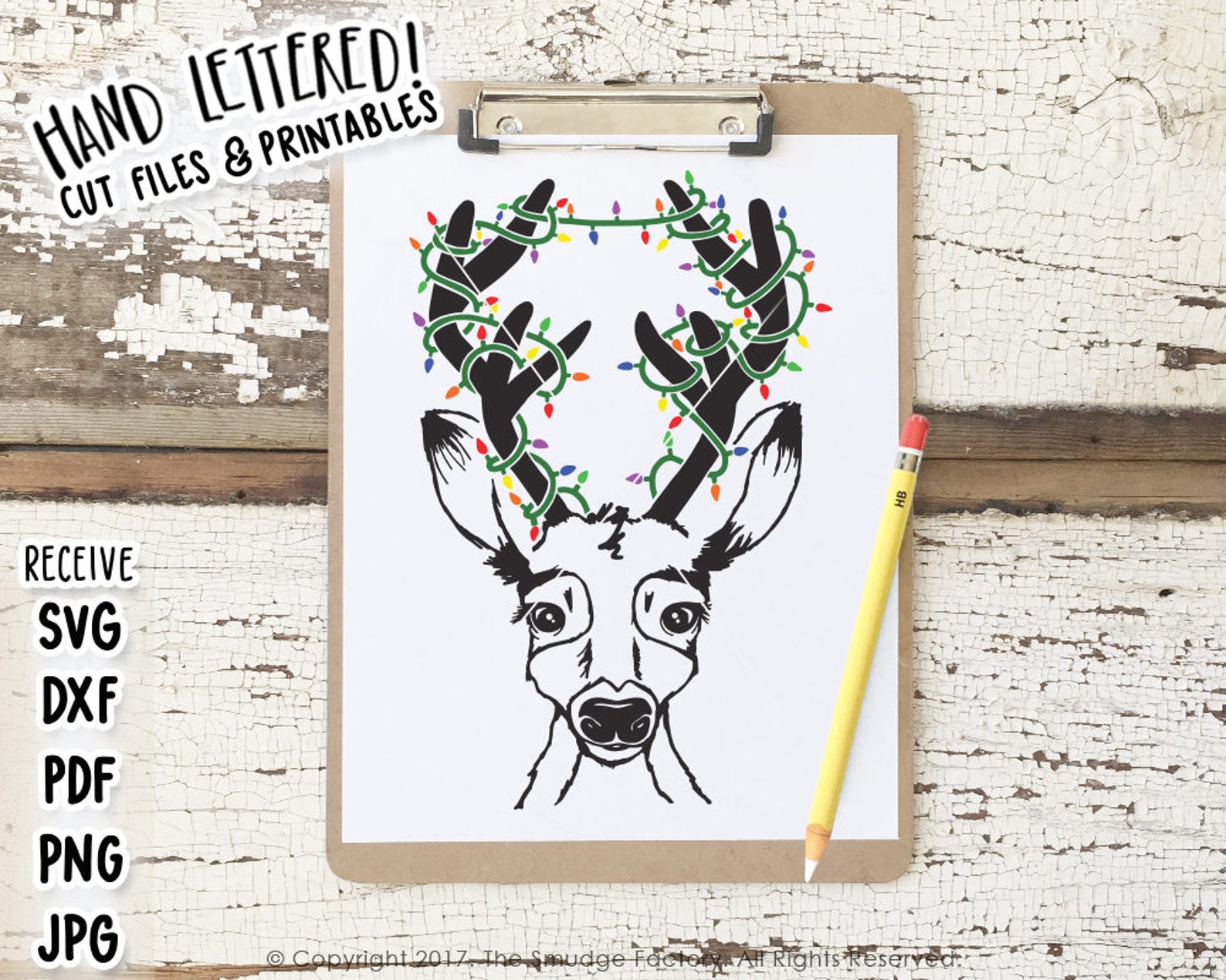 Reindeer Printable, Christmas Lights Print, Reindeer Decor, Christmas ...