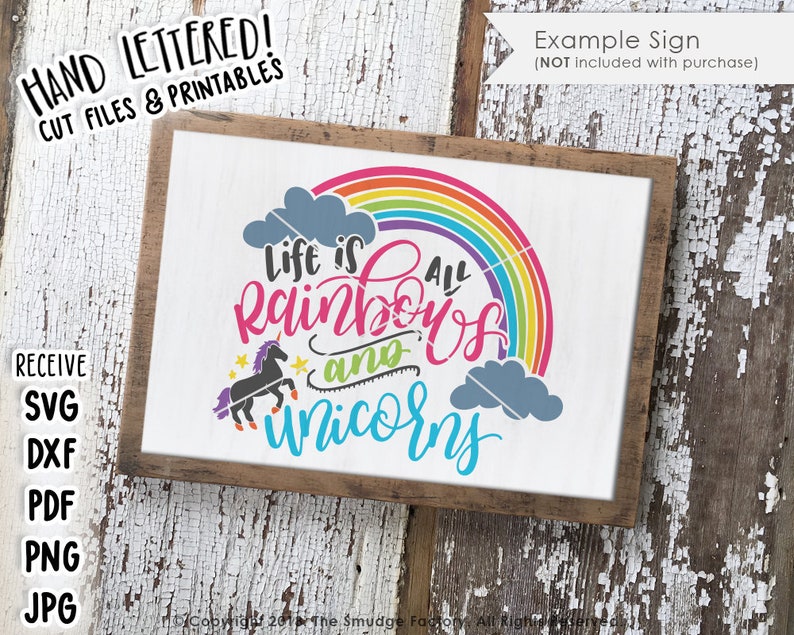 Rainbow SVG, Unicorn SVG, Life is All Rainbows and Unicorns SVG, Hand ...
