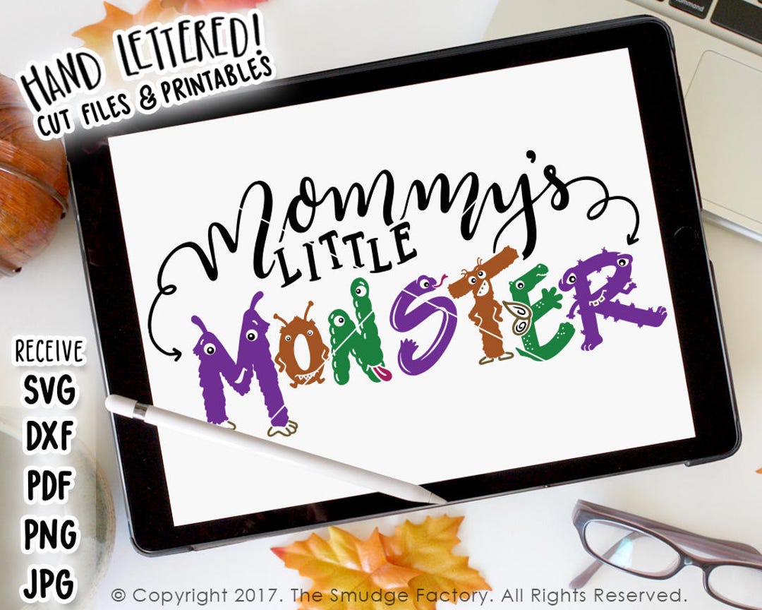 Mommy's Little Monster SVG Cut File, Halloween SVG, Hand Drawn Cut File ...