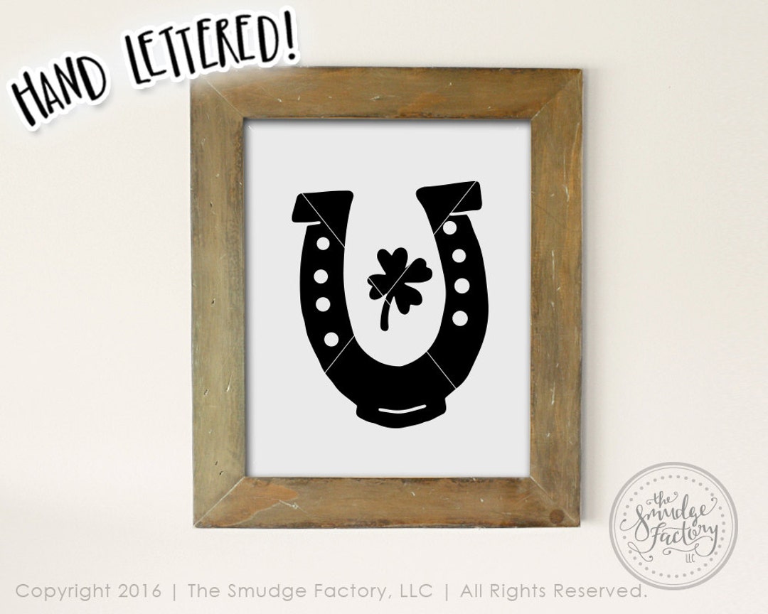 Lucky Horseshoe Printable File, St Patrick's Day Clipart, Clover, Hand ...