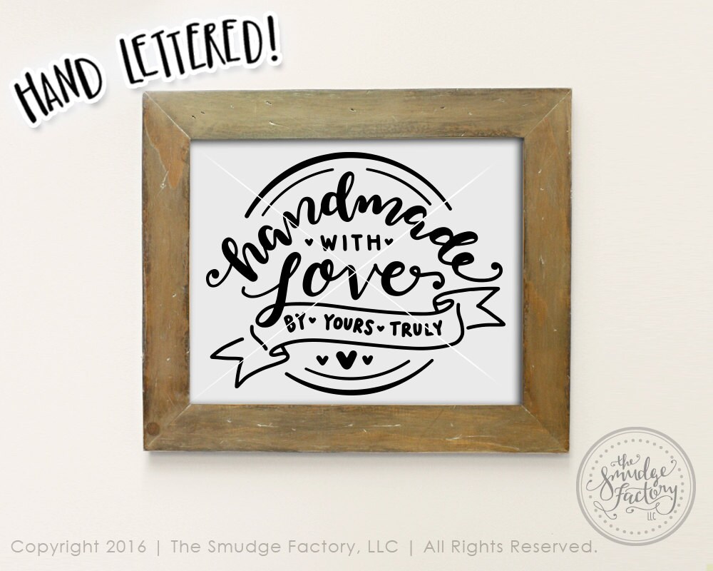 Handmade With Love SVG Handmade Cutting File Hand Lettered | Etsy