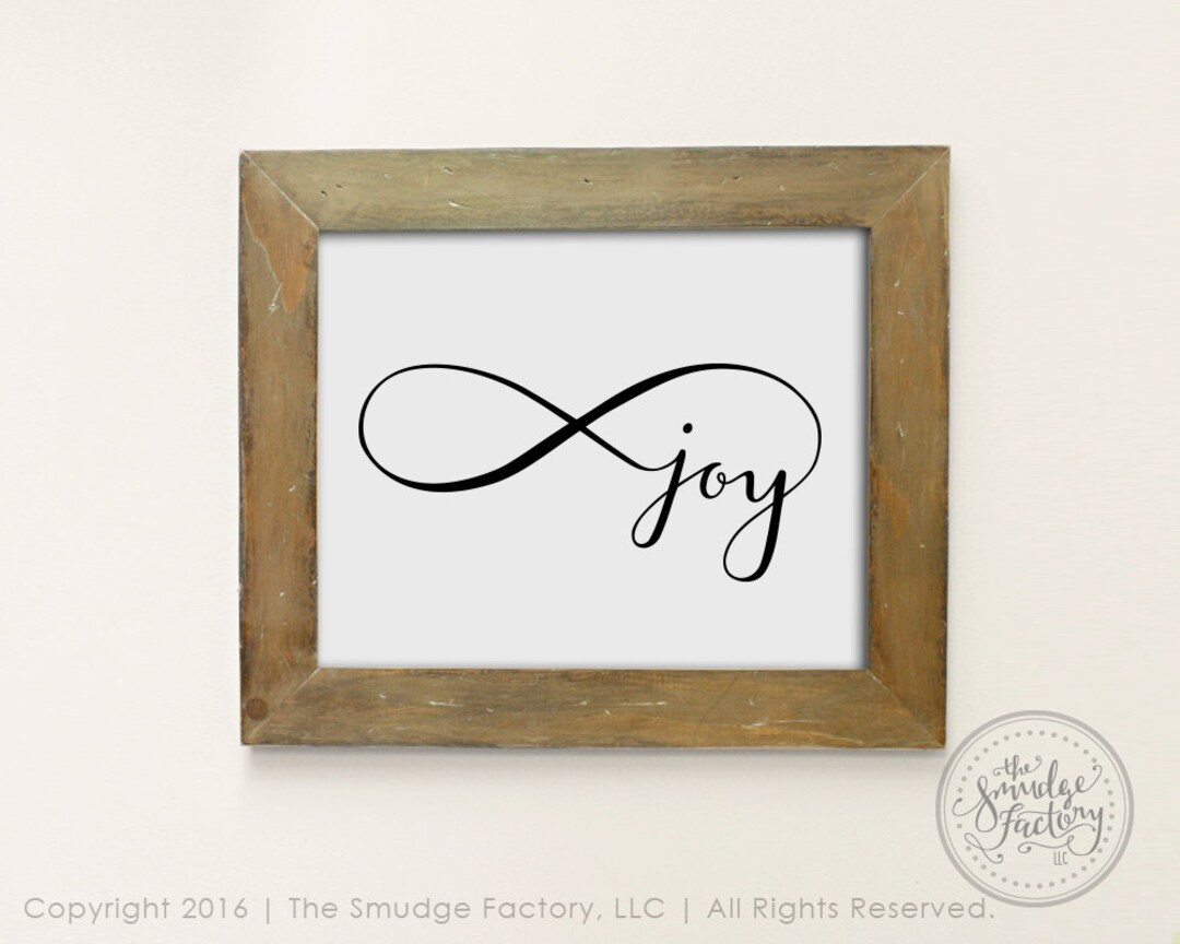 Joy Printable File, Infinity Joy, Hand Lettered, Home Decor Calligraphy ...