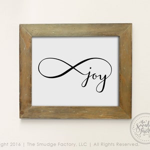 Joy Printable File, Infinity Joy, Hand Lettered, Home Decor Calligraphy ...