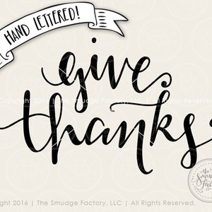 Give Thanks Printable File, Hand Lettered Thanksgiving Wall Art, Fall ...