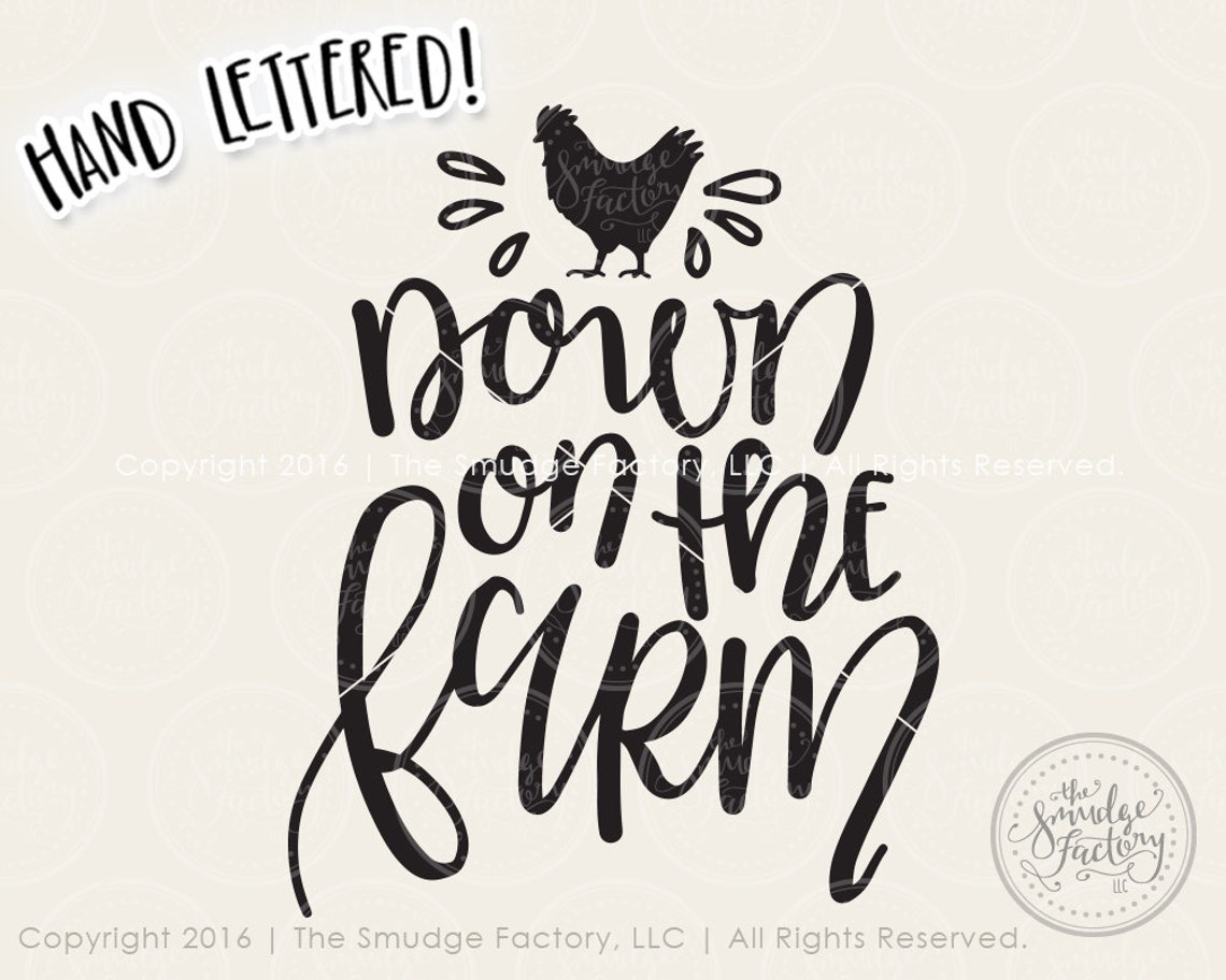 Farm SVG Cut File Down On The Farm Printable Wall Art Hand | Etsy