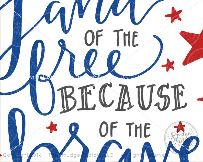 Patriotic Printable File Land of the Free DIY Print Because - Etsy