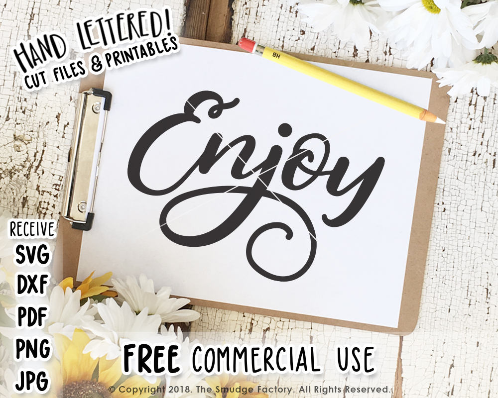 Enjoy SVG Cut File Enjoy Printable Eat Hand Lettered SVG | Etsy