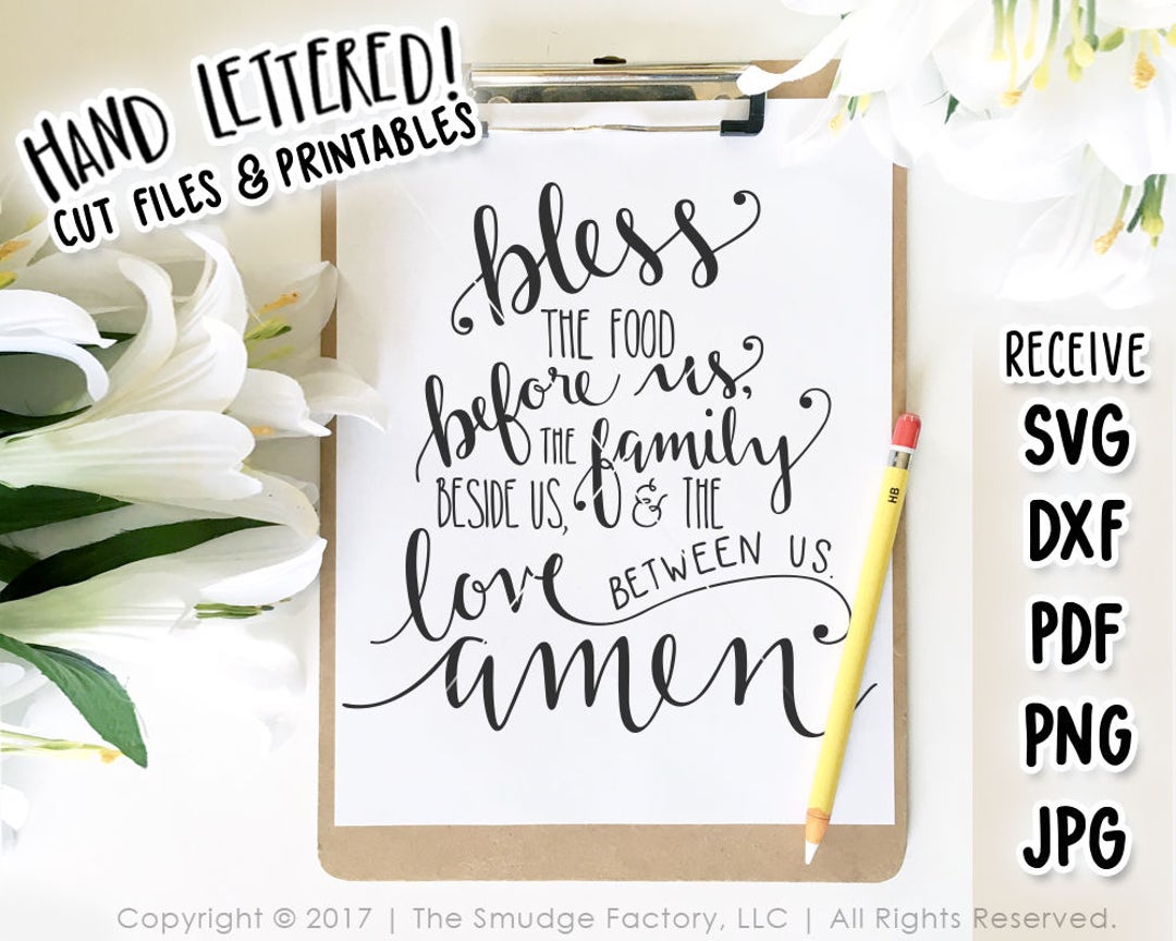 Bless the Food SVG Cut File, Bible Verse SVG, Dinner Prayer, Silhouette ...