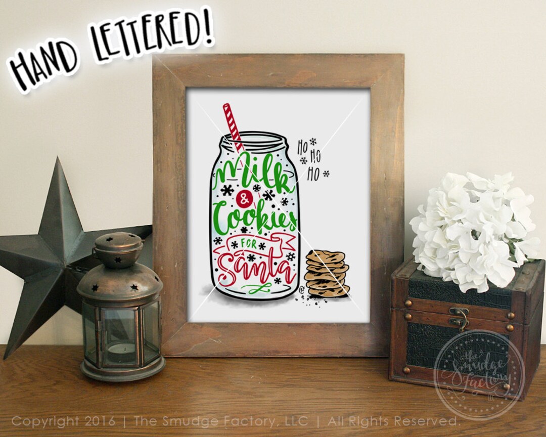 Christmas Printable File, Milk and Cookies for Santa, Mason Jar DIY ...