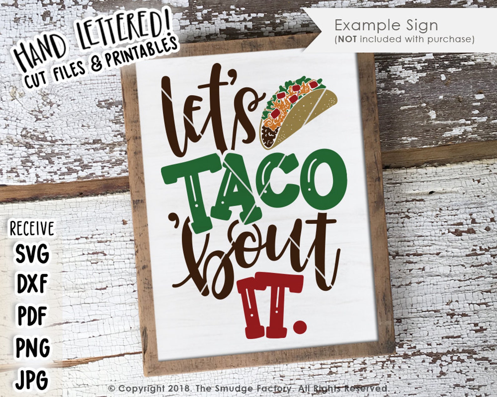 Taco SVG Let's Taco 'bout It Printable File Hand - Etsy