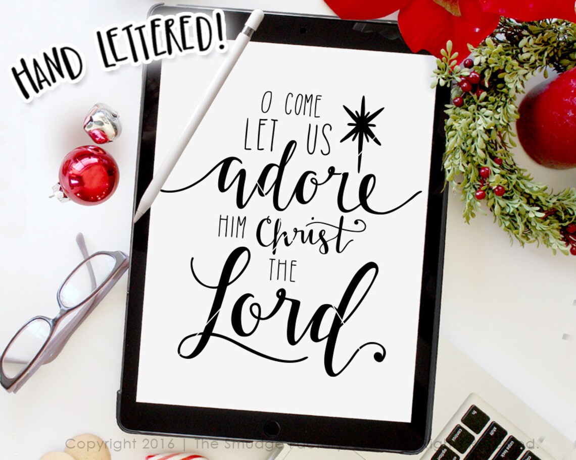 Christmas Printable 8 X 10 O Come Let Us Adore Him Hand | Etsy