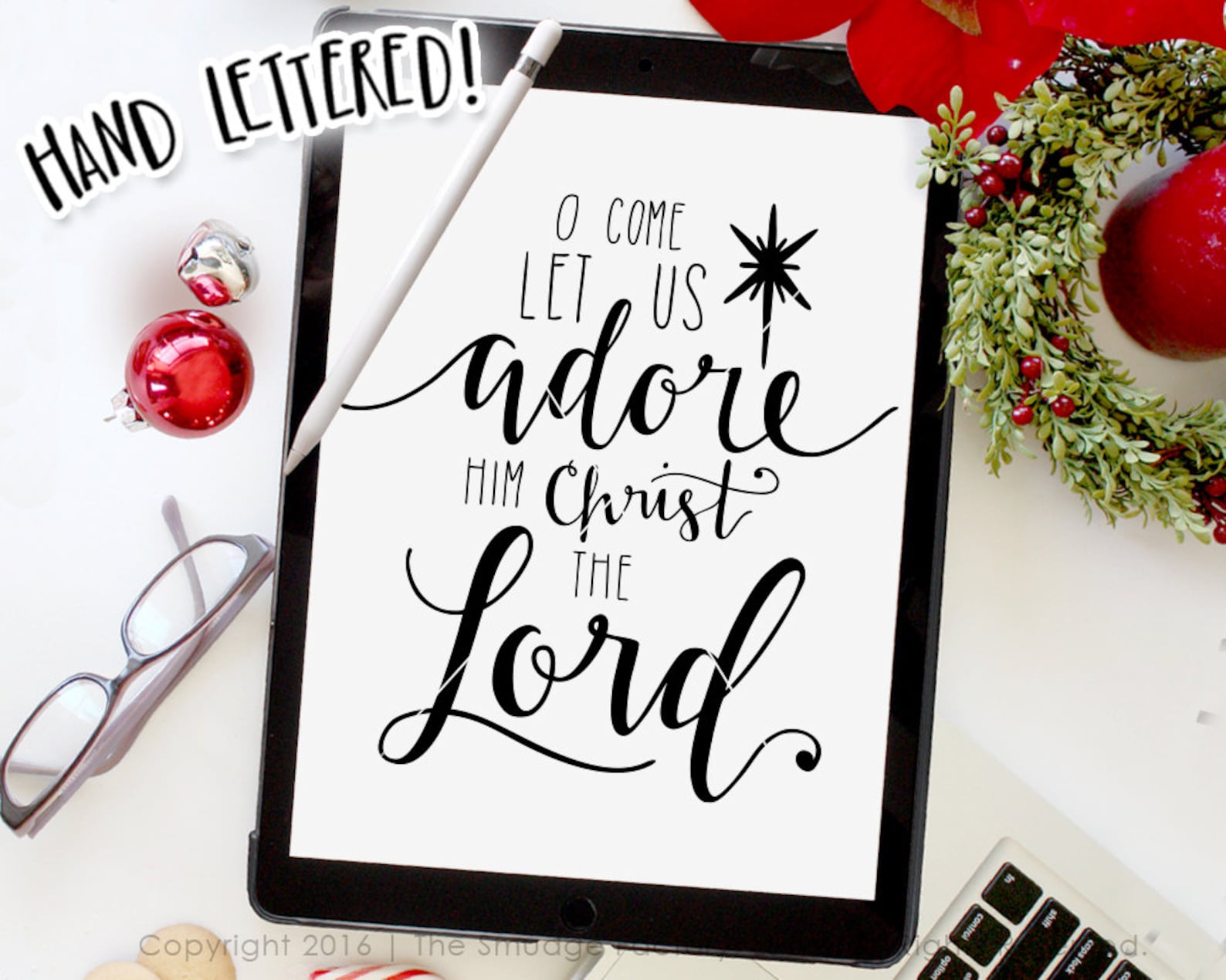 Christmas Printable 8 X 10 O Come Let Us Adore Him Hand | Etsy
