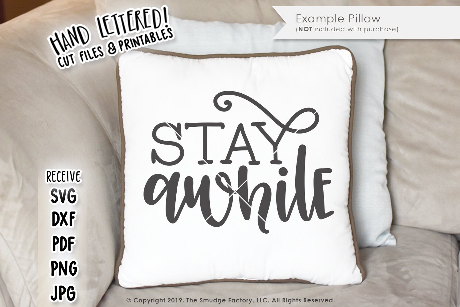 Welcome SVG Cut File Stay Awhile Clip Art Hand Lettered - Etsy