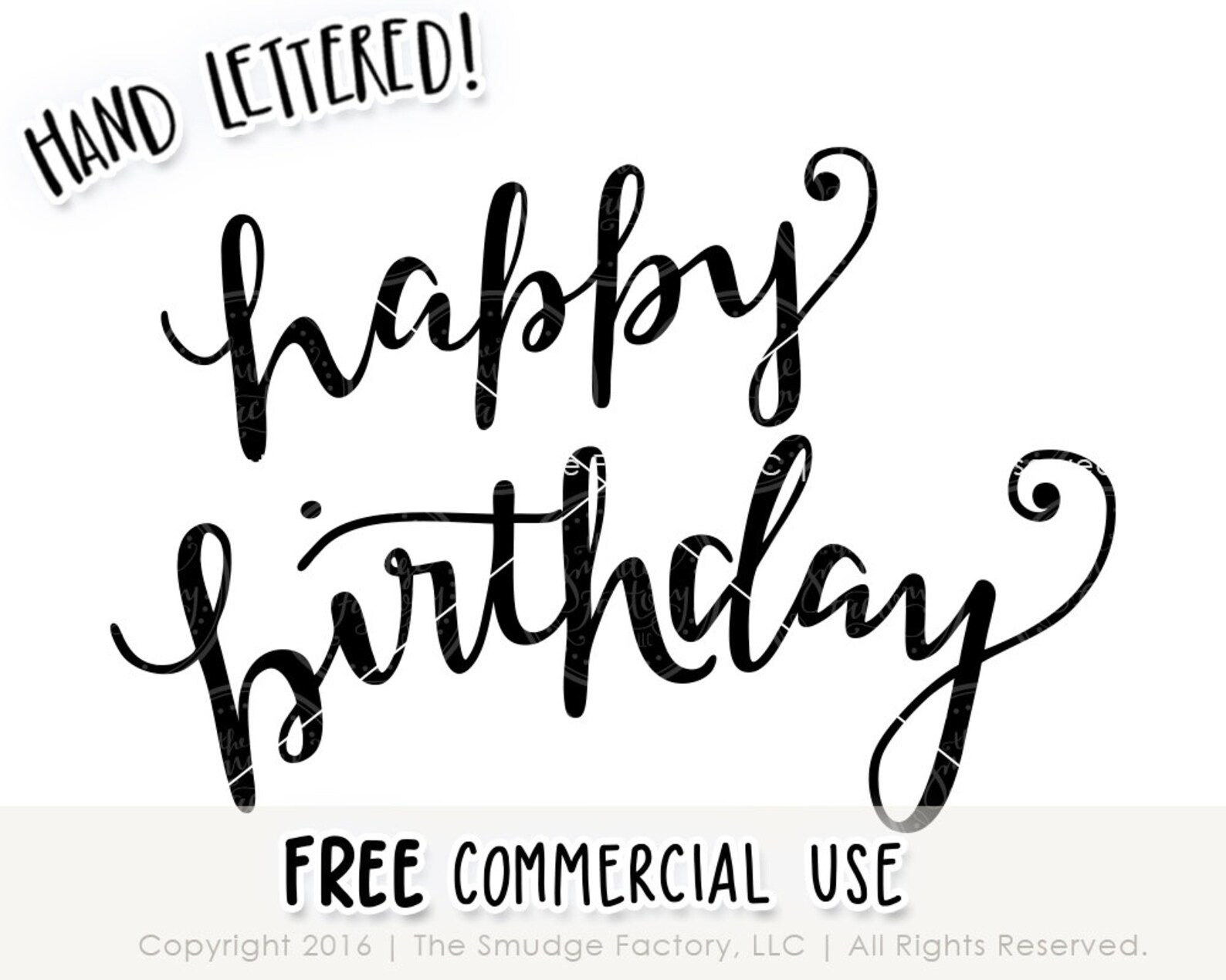 Happy Birthday Calligraphy • Handwritten Vector Cut File (SVG, PDF, PNG ...