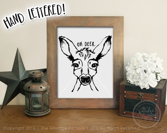 Oh Deer Printable File Deer DIY Nursery Wall Art Baby Fawn | Etsy