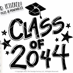 Class of 2044 SVG, Kindergarten SVG Cut File, Hand Lettered, Silhouette ...