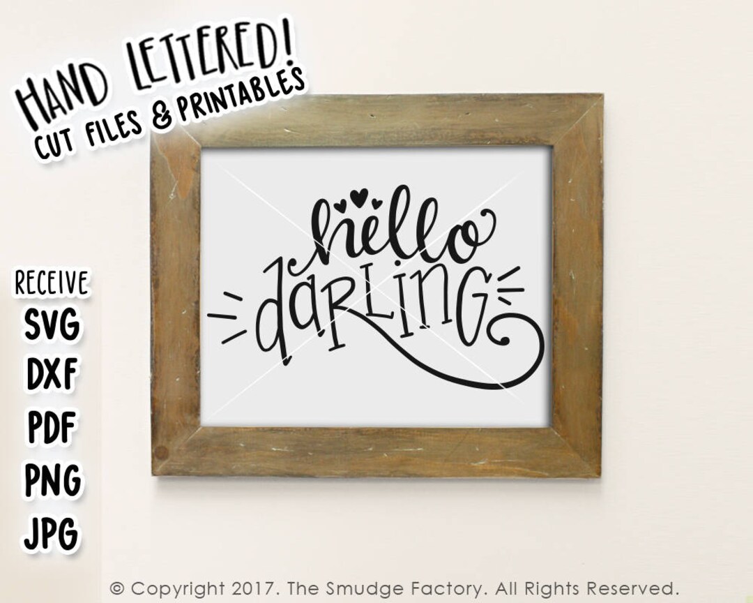 Hello Darling Printable File, Hello DIY Wall Art, Baby Girl Nursery Art ...