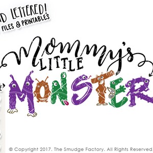 Mommy's Little Monster SVG Cut File, Halloween SVG, Hand Drawn Cut File ...