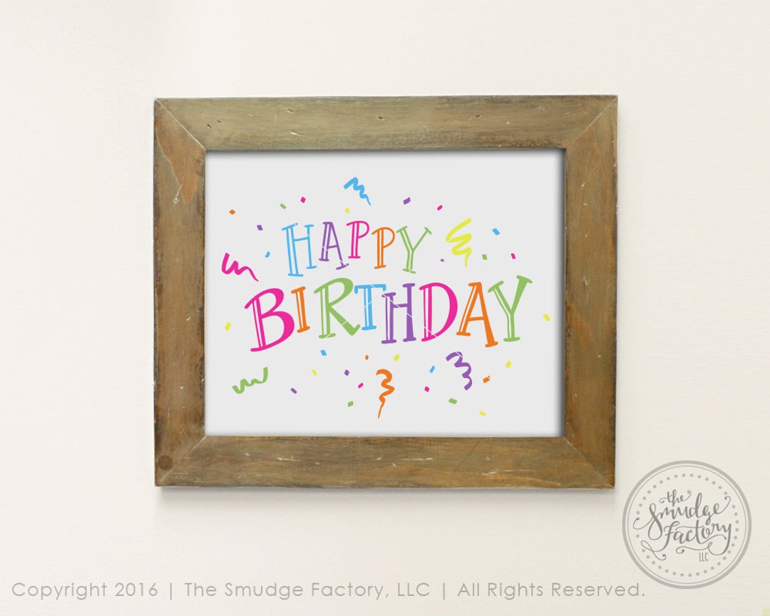 Happy Birthday Printable Decor, DIY Birthday Art, Print and Cut ...