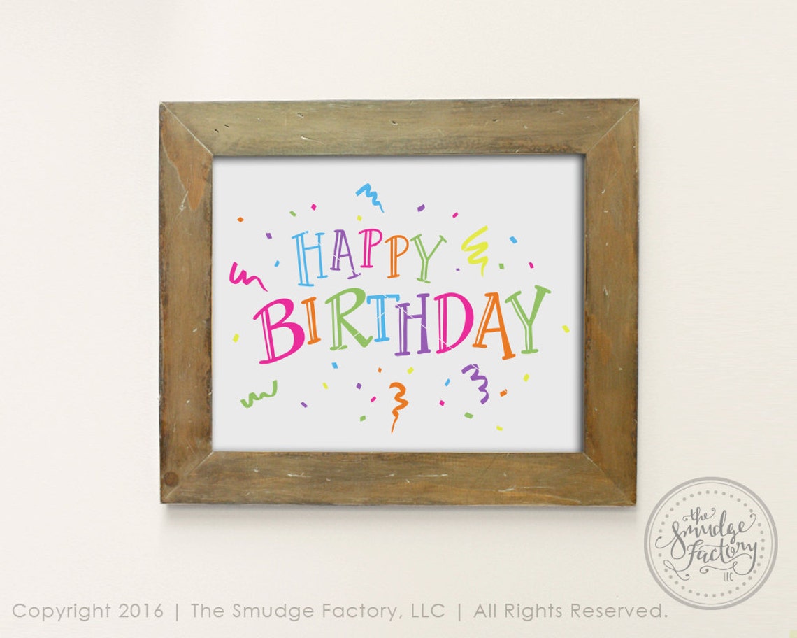Happy Birthday Printable Decor DIY Birthday Art Print and - Etsy