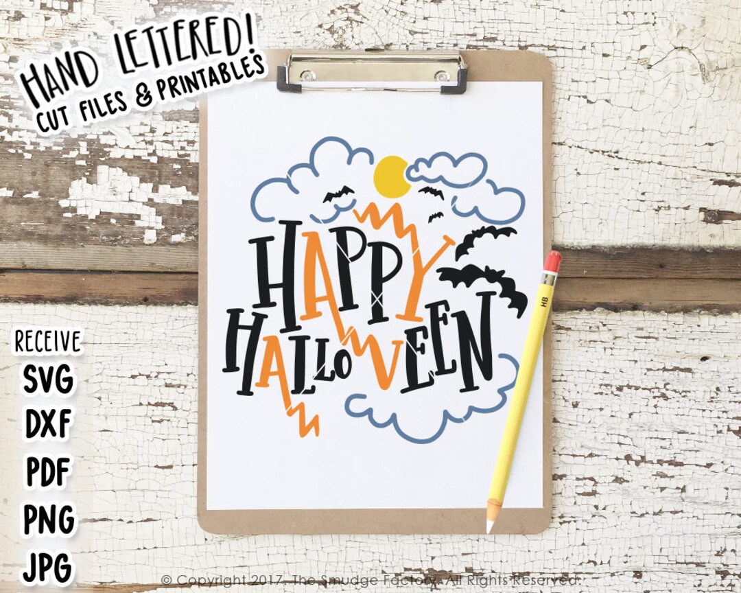 Happy Halloween Printable File Halloween DIY Wall Art Hand - Etsy