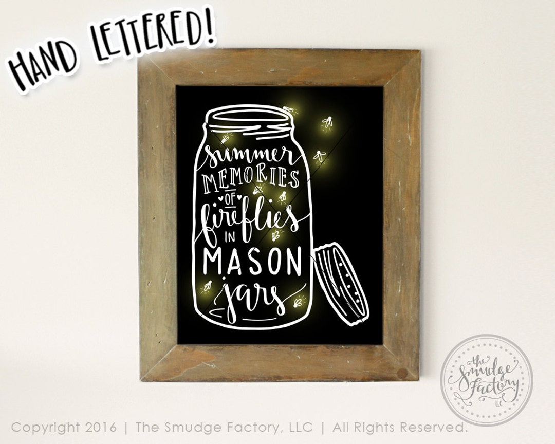Mason Jar Printable File, Fireflies, Lightning Bug, Mason Jar DIY Print ...